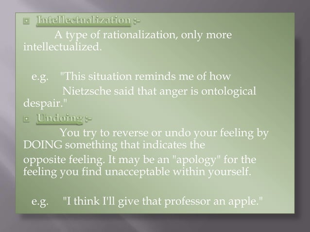 Ego defense mechanism | PPT