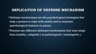 EGO DEFENSE MECHANISM AND ITS IMPLICATION TOPIC IS INTRODUCTION, DEFINITION, TYPES AND ...