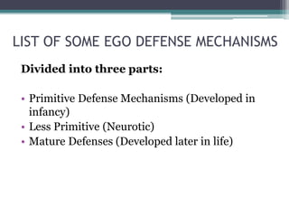 Ego defense mechanisms | PPTX | Mental Health | Diseases and Conditions