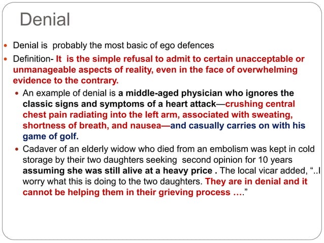 Ego defense mechnism part 1 denial | PPTX | Medical Health