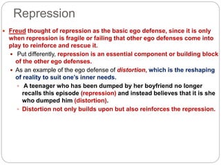Ego defense mechnism part 2 repression | PPTX