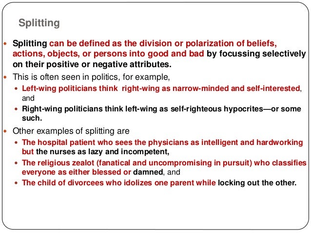 Ego defense mechnism part 7 Splitting