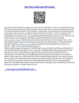 Egoism Vs Egoism | PDF
