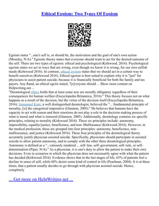 Egoism Vs Egoism | PDF