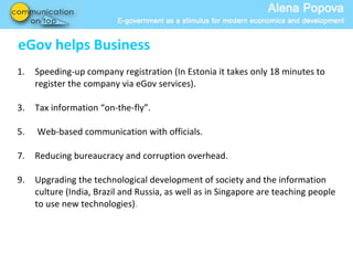 E-gov as a stimulus for modern economics and development | PPT
