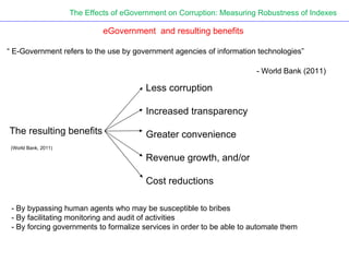 E gov versus corruption - test of indexes | PPT