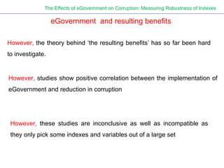 E gov versus corruption - test of indexes | PPT