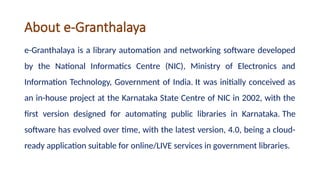 e-granthalaya 4.0 NIC Software for Library | PPTX