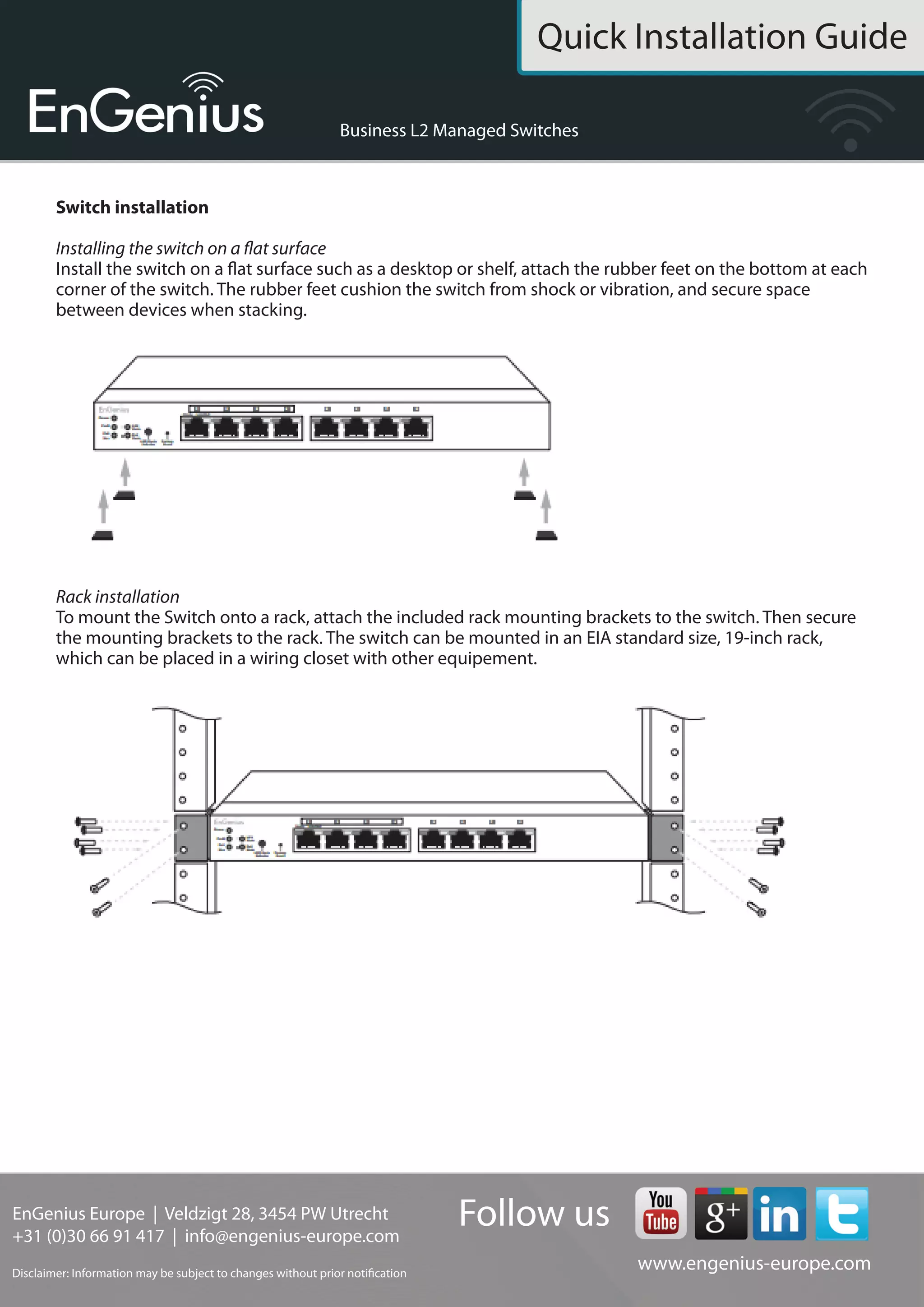 Quick Installation Guide EnGenius EGS7228P Business Layer 2 managed PoE ...