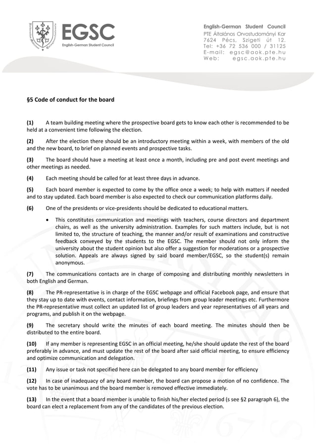 EGSC code of conduct 2018 | PDF