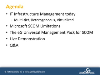 The "One Monitor": Tranform MS SCOM into an End-to-End Monitoring ...