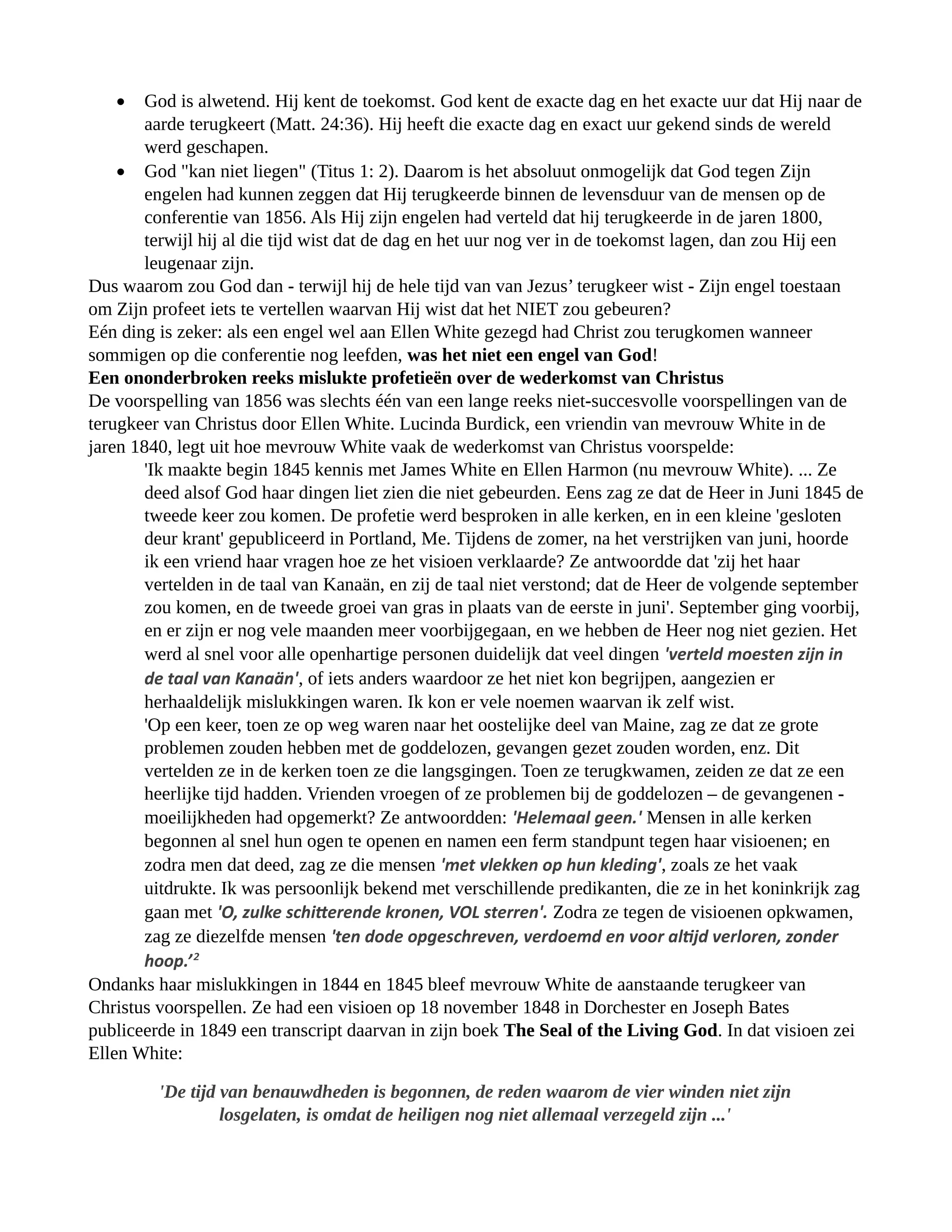 E.G White; Mislukte Profetieeen | PDF