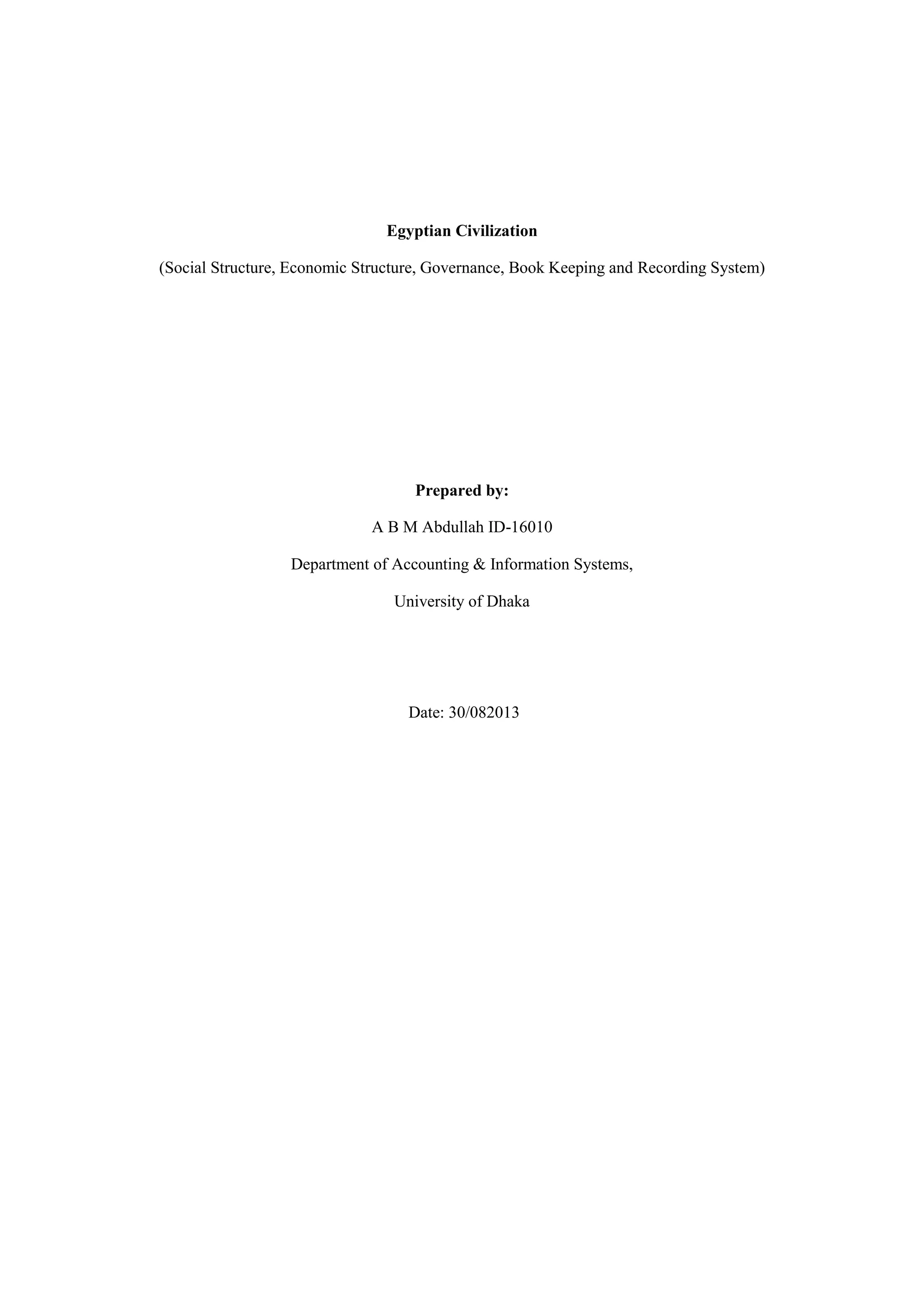 Egyptian civilization: Social Structure, Economic Structure, Governance ...