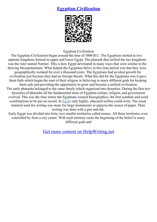 Egyptian Civilization Essay | PDF