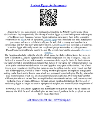Egyptian Civilization Essay | PDF
