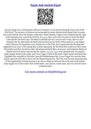 Egyptian Civilization Essay | PDF