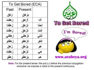 Learn Egyptian colloquial arabic verbs with Arabeya (ECA) | PPTX