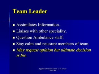 Egyptian Critical Care Summit- Major Trauma Team Concept | PDF