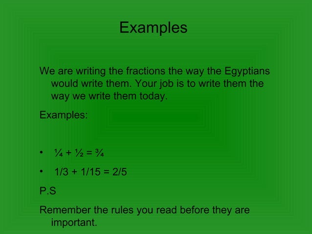 Egyptian Fractions | PPT