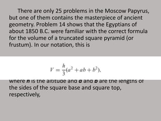 History of Mathematics: Egyptian Geometry ( Antipona ). pptx | PPTX