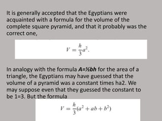 History of Mathematics: Egyptian Geometry ( Antipona ). pptx | PPTX