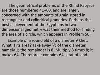 History of Mathematics: Egyptian Geometry ( Antipona ). pptx | PPTX