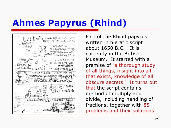 Egyptian Mathematics