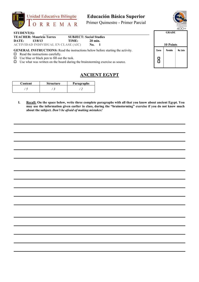 Egypt Paragraph | DOCX