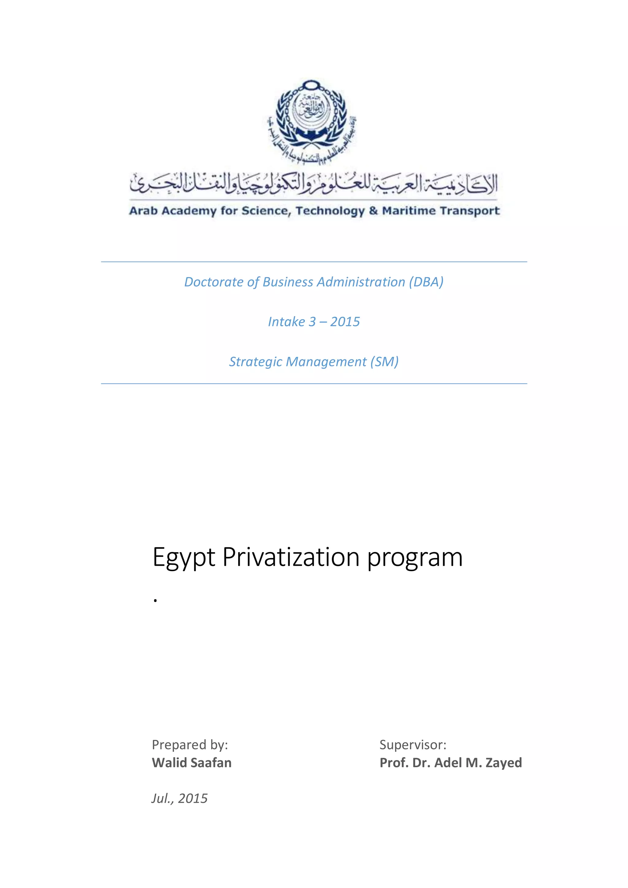 Egypt privatization program | PDF