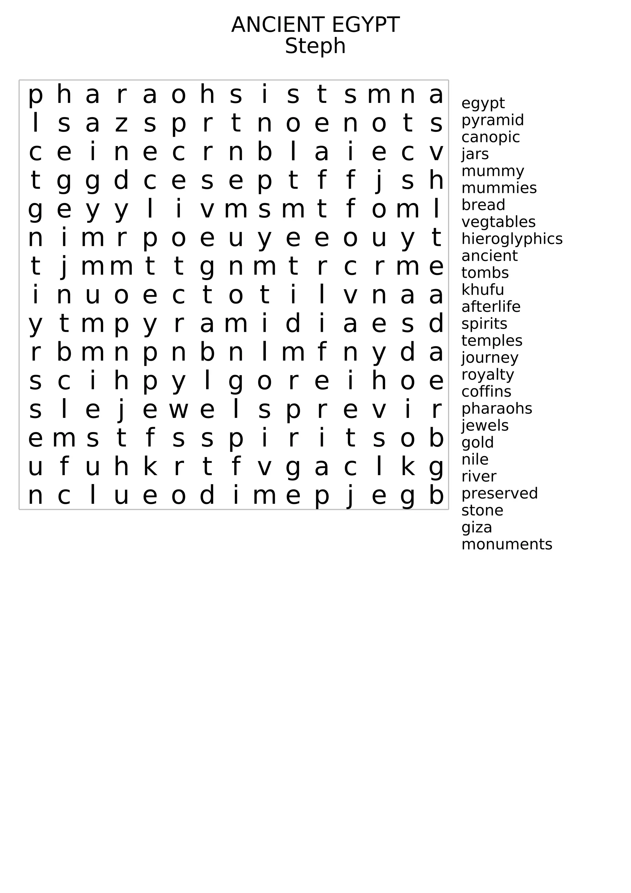 Egypt wordsearch | PDF