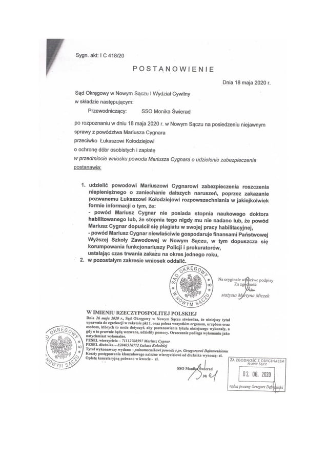 Egzekucja zakazu pisania o plagiacie cygnara | PDF