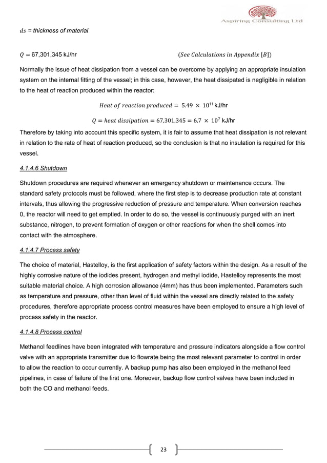 Acetic Acid Process Plant Design