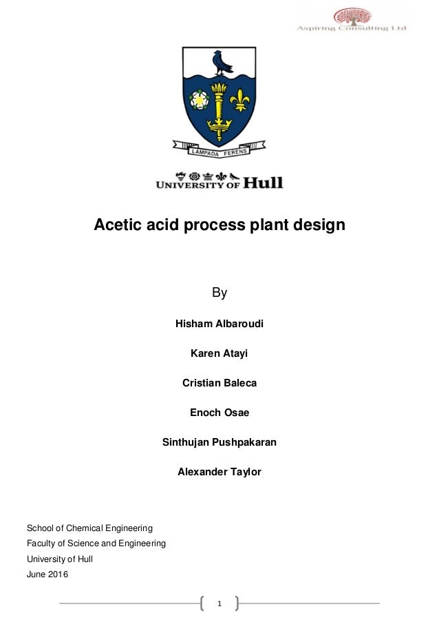 Acetic Acid Process Plant Design