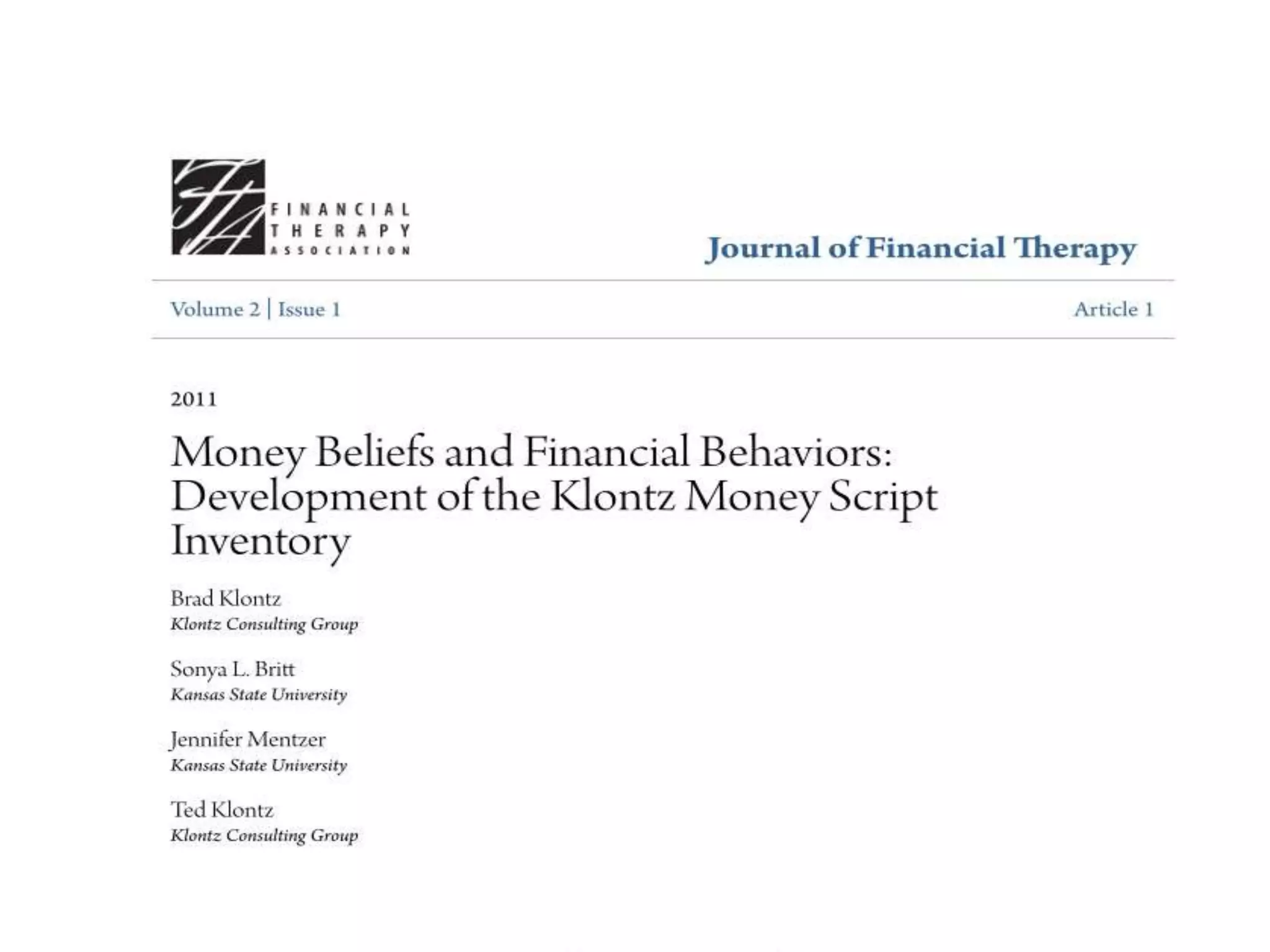 what is your money scripts? cognitive behavioral financial therapy. | PPTX