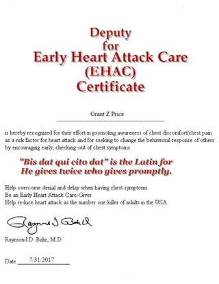 EHAC (Early Heart Attack Care) Certification | PDF
