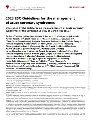 Guía de manejo de la Esc 2023 en síndrome coronario agudo | PDF