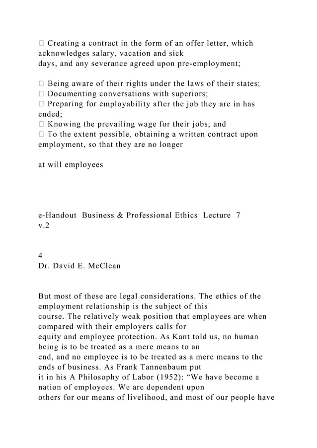e‐Handout Business & Professional Ethics Lecture 7 v.2 .docx