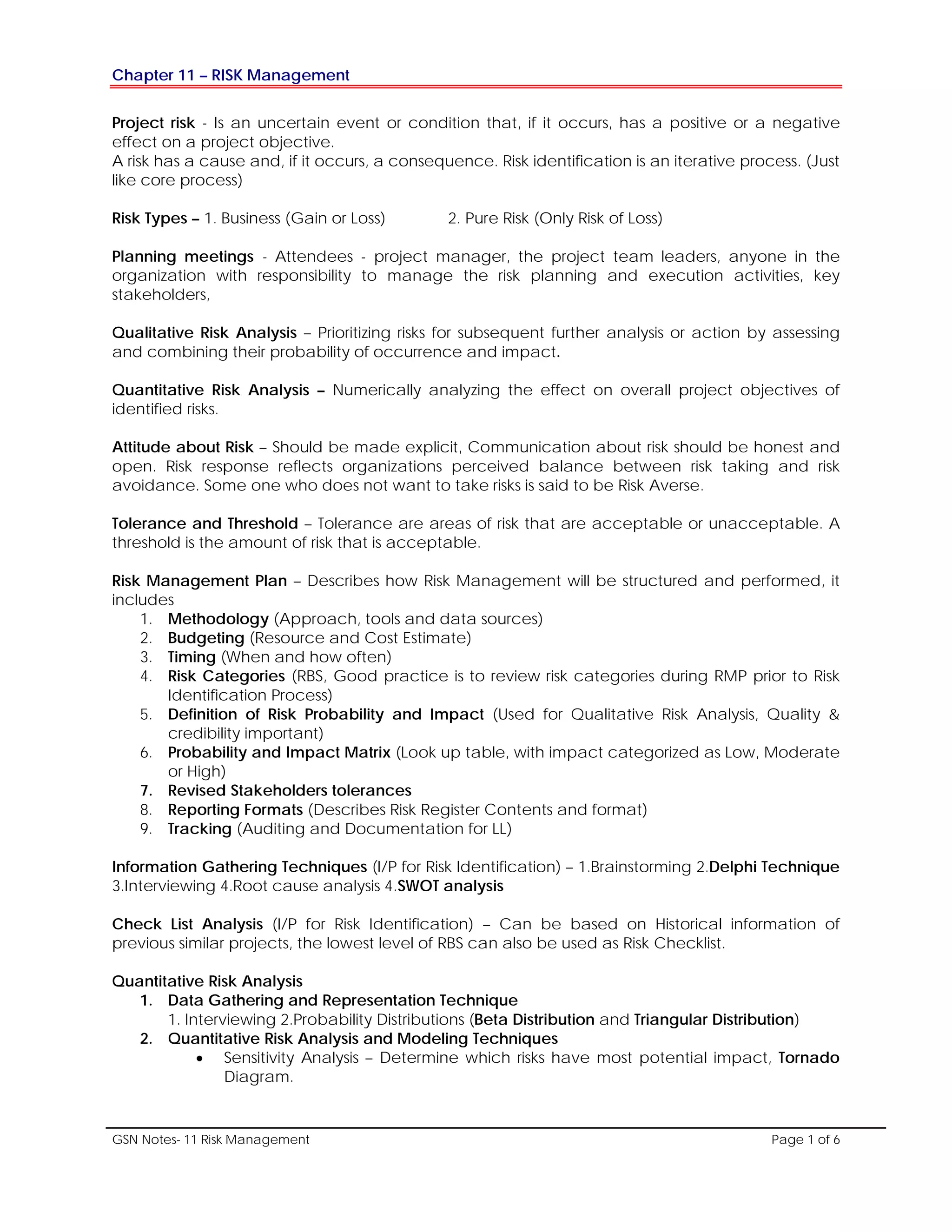 11 risk management | PDF