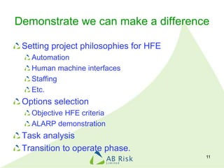 Human Factors Engineering (HFE) at the early phoases of a project | PPTX