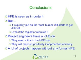 Human Factors Engineering (HFE) at the early phoases of a project | PPTX