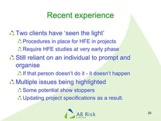 Human Factors Engineering (HFE) at the early phoases of a project | PPTX