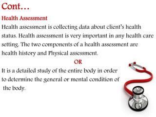 Health assessment | PPTX | Medical Tests | Medical Health