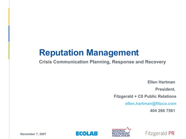 Reputation Management: Crisis Communication Planning, Response and ...