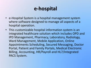 E-hospital (digital india) - Aarambh Pandey | PPTX