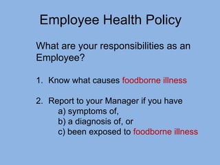 Food Service Employee Health Policy | PPTX