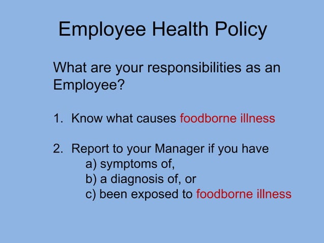 Food Service Employee Health Policy | PPT