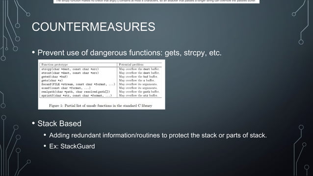 Buffer Overflow Countermeasures, DEP, Security Assessment | PPT