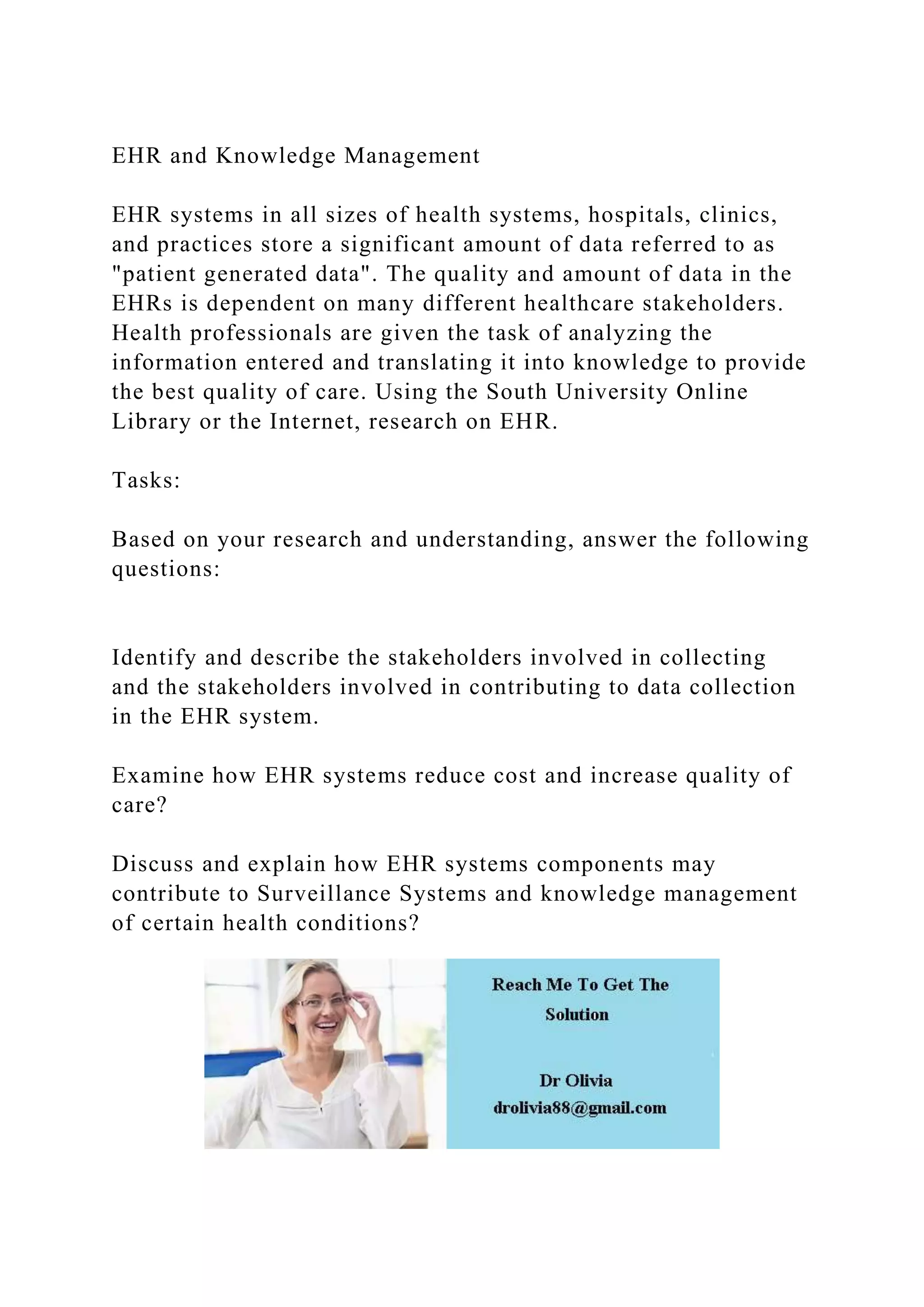 EHR and Knowledge ManagementEHR systems in all sizes of health s | DOCX