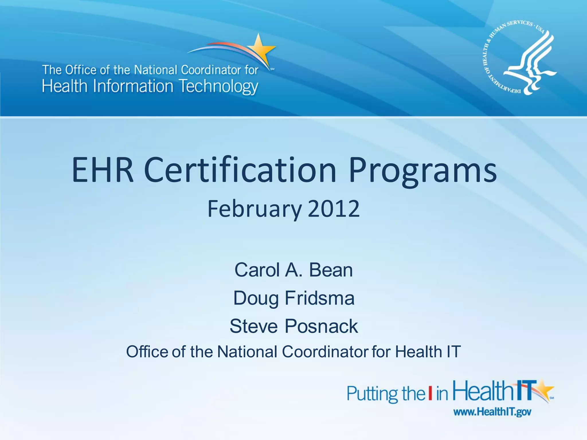 EHR Certification HIMSS Presentation | PDF