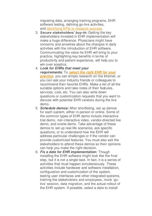 EHR Implementation: 10 Key Steps to Success | PDF